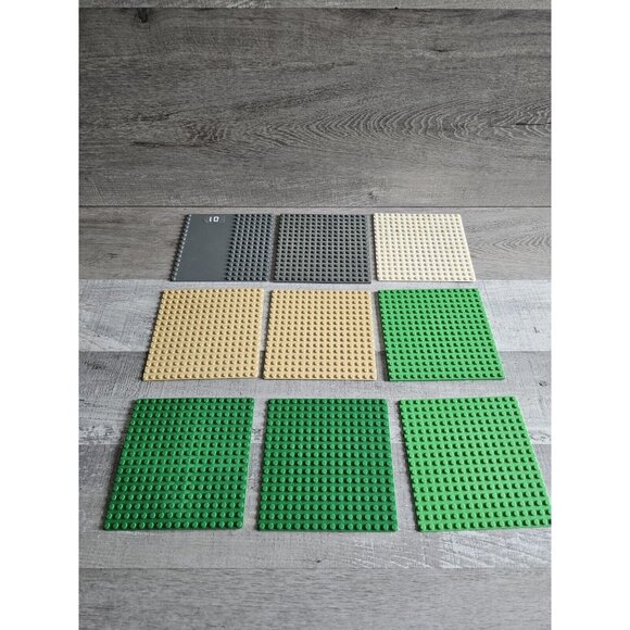 Lego | Toys | Lego 6 X 16 Plates Lot Of 9 Part 9145 16x16 Tan Dk Gray ...